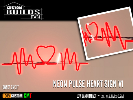 Second Life Marketplace - [TWC] - NEON Heart Pulse Sign V1